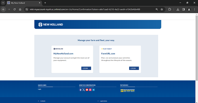 New Holland Registarion Success